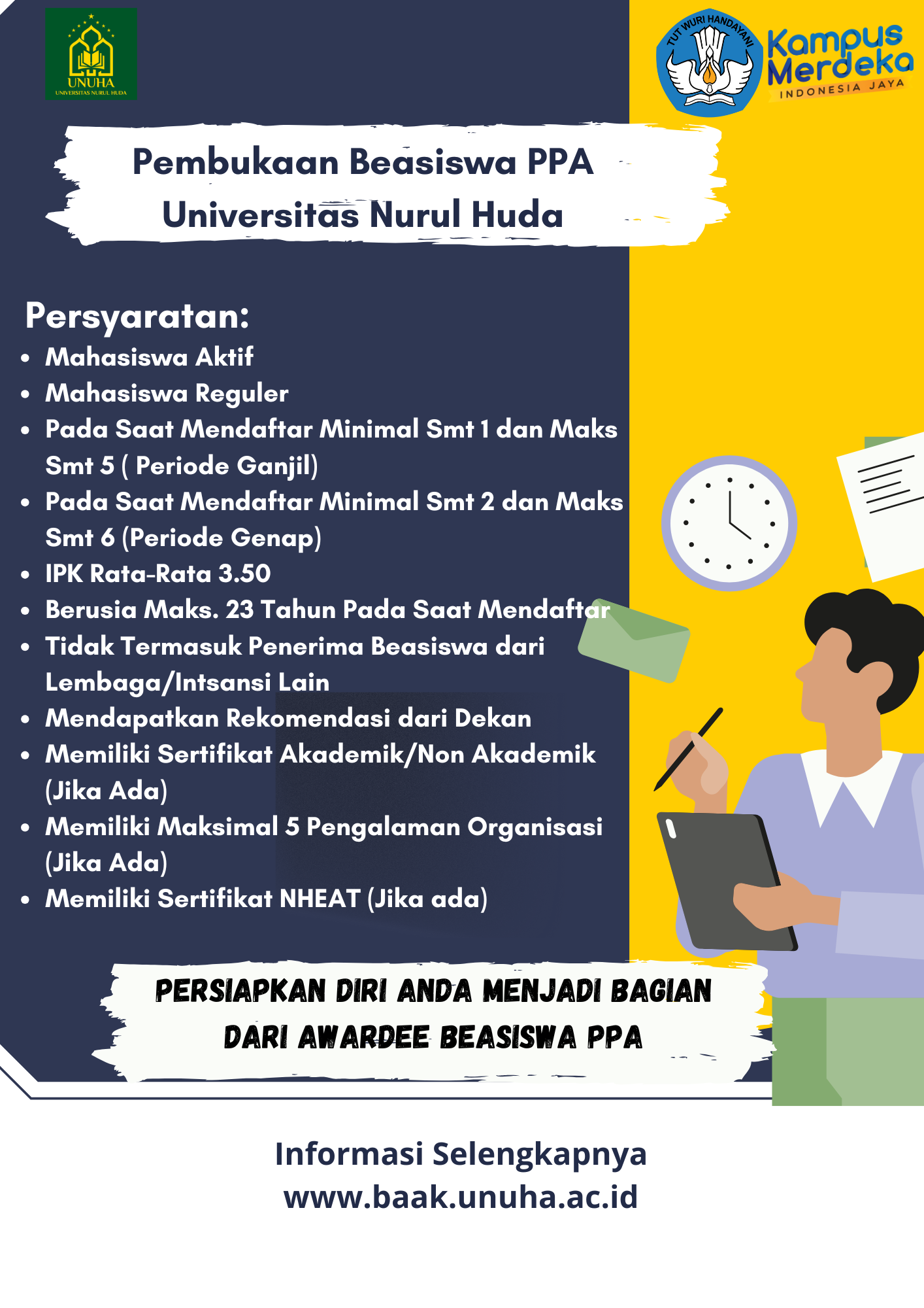 Beasiswa Peningkatan Prestasi Akademik – BAAK UNUHA